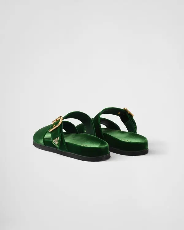 Prada Velvet Slides - Laurel Green | Editorialist